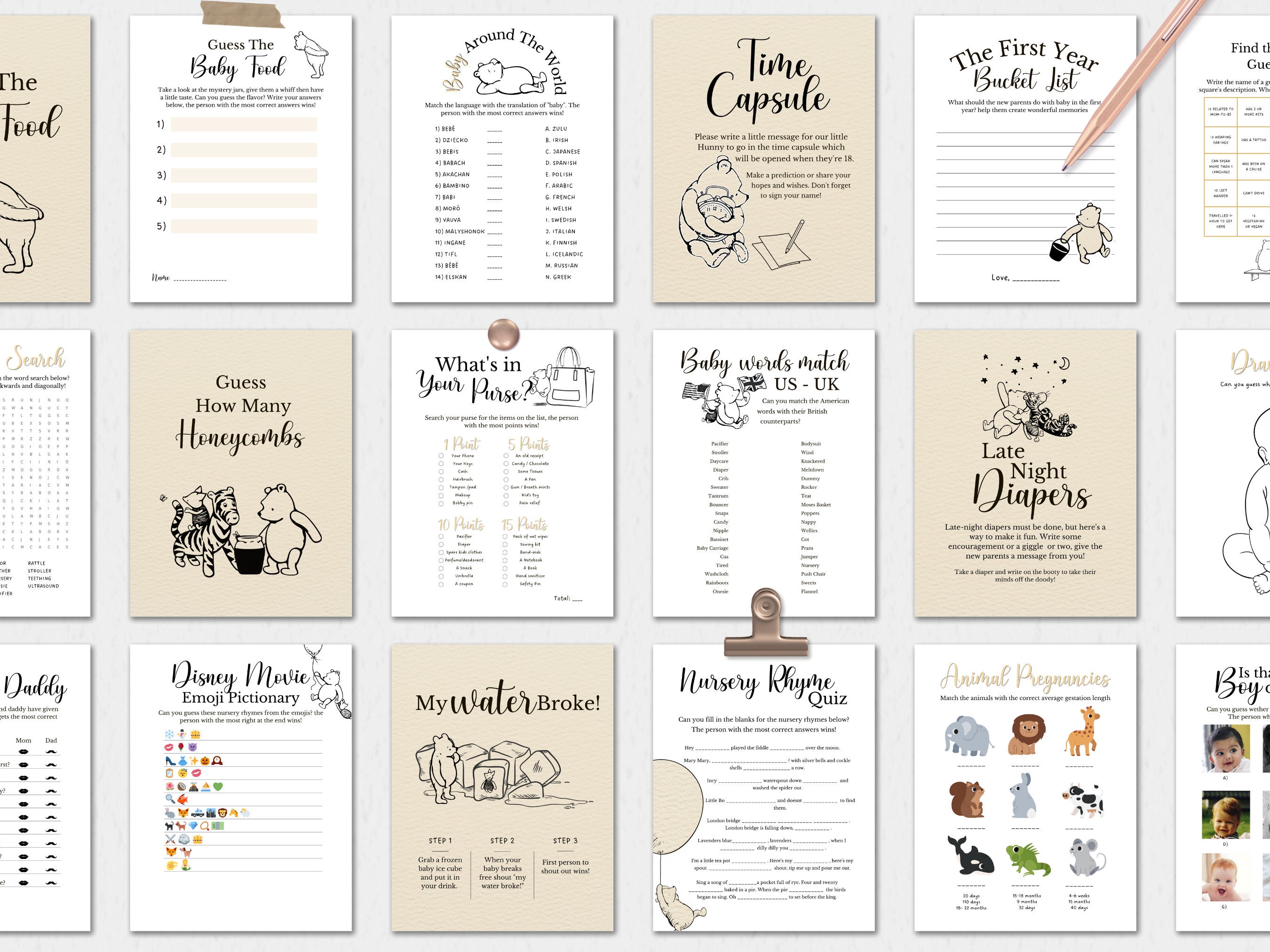 Printable Winnie the Pooh Baby Shower Games Classic Winnie the Pooh ...