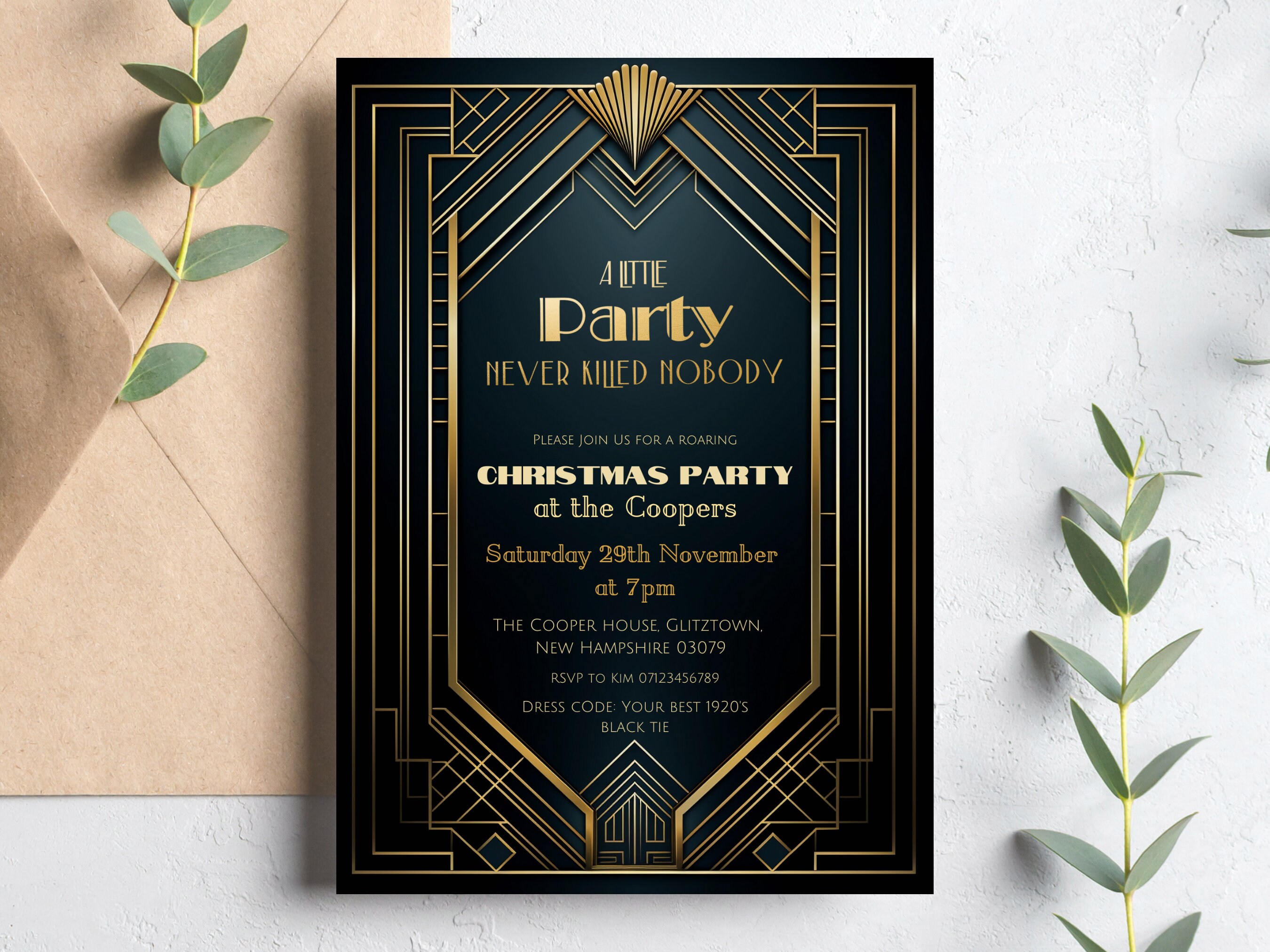 Great Gatsby Christmas Party Invitation, Printable 1920s Invitation ...