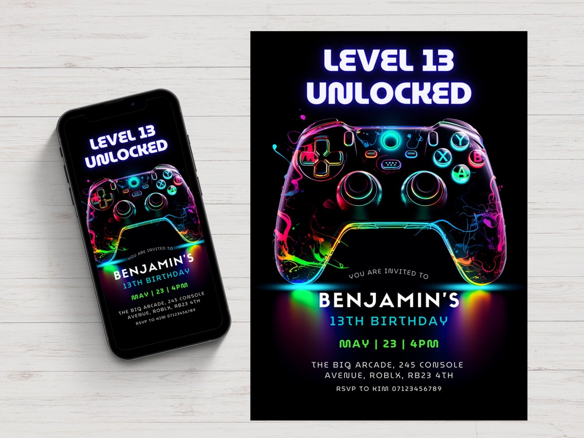 Gamer Birthday Invitation Printable Video Game Invitation - Etsy