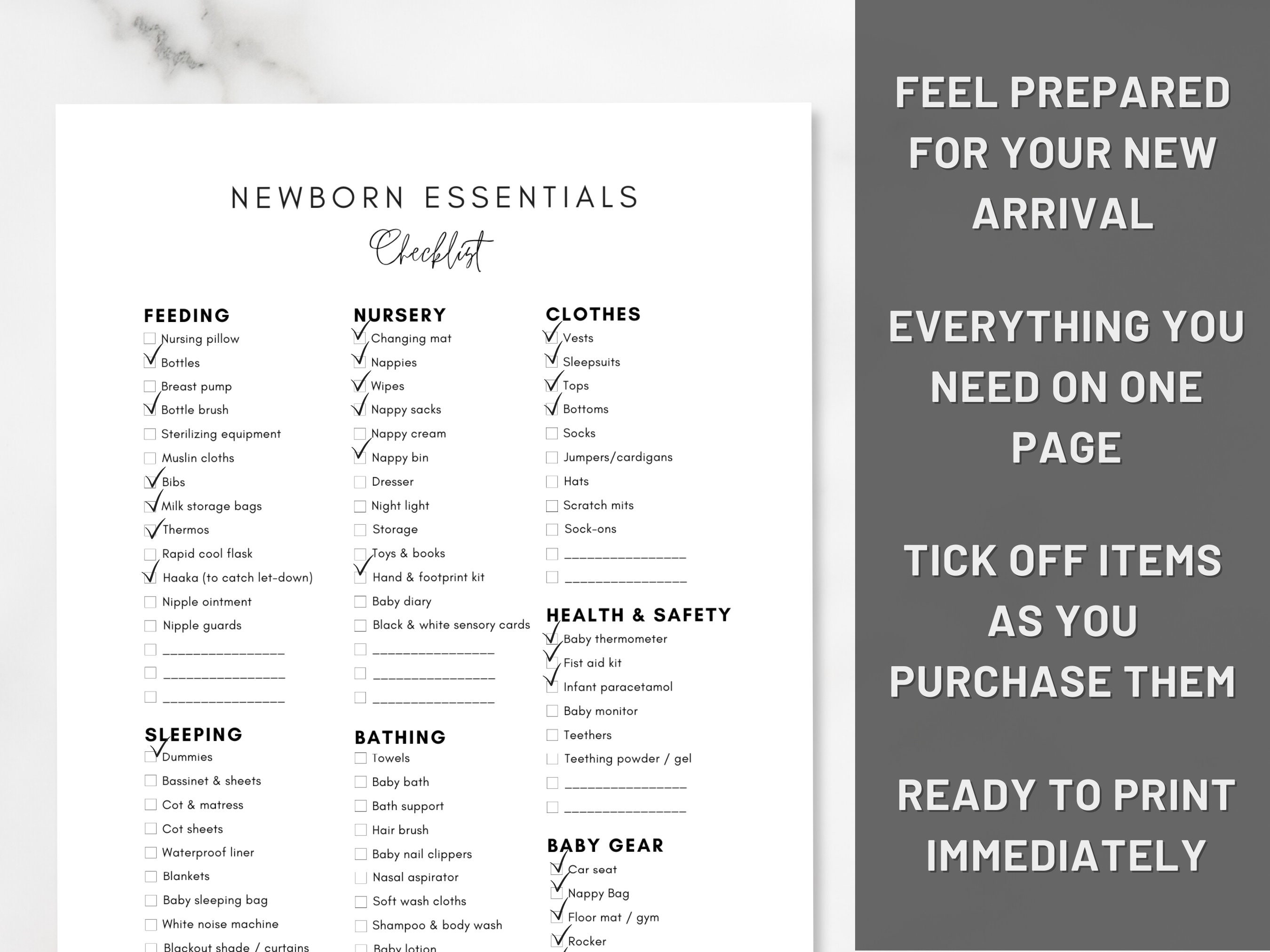Newborn Baby Stuff Checklist