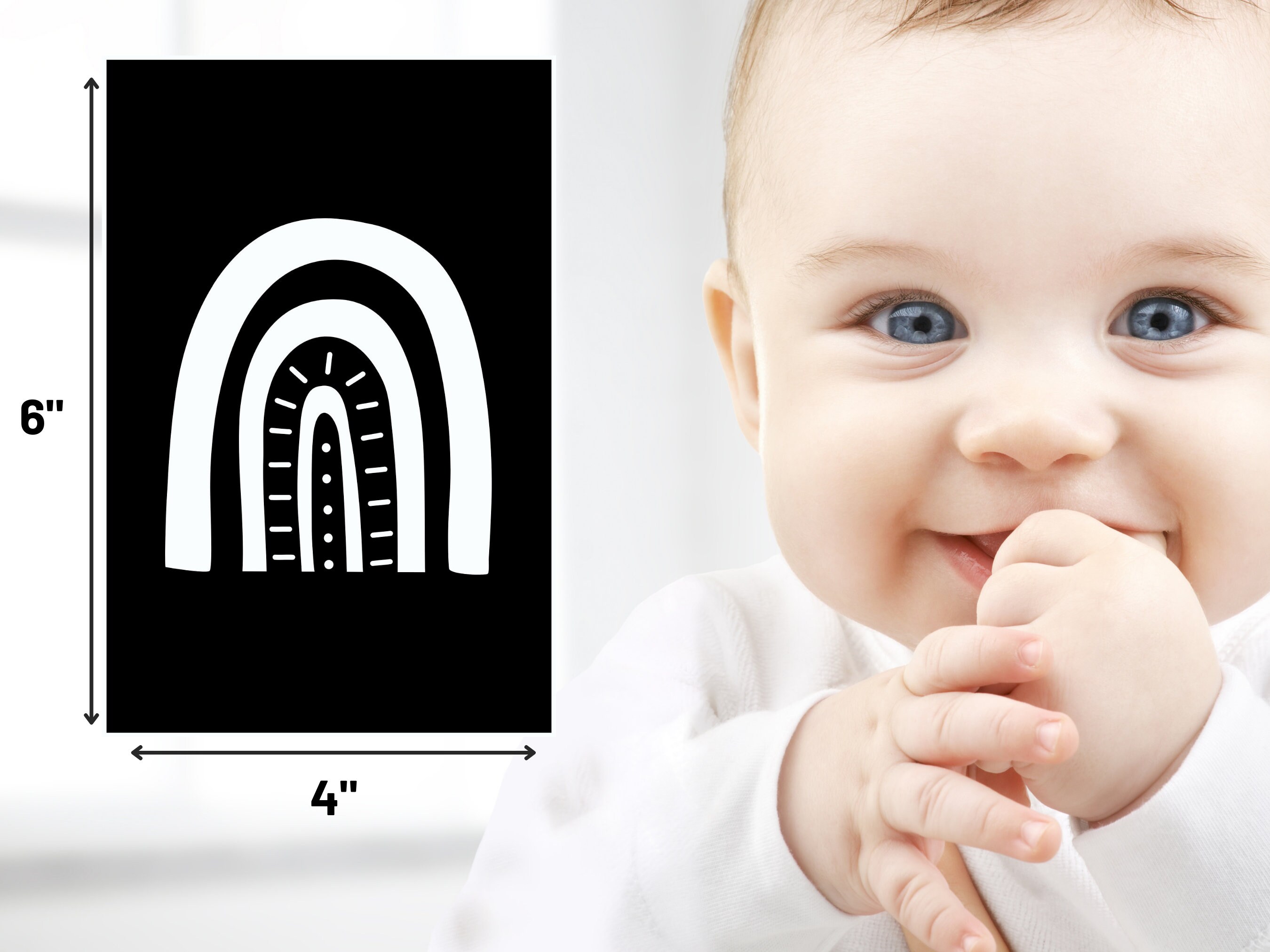 54 Black and White Tummy Time Cards High Contrast Baby Sensory Cards ...