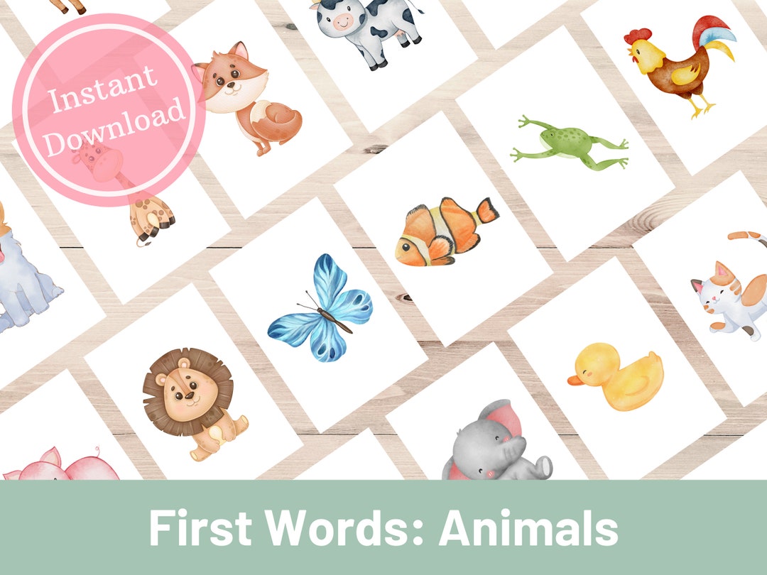 25 Animal Flashcards for Teaching First Words to Babies and Toddlers ...