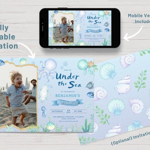 Editable Under the Sea Birthday Invitation With Photo, Picture Under ...