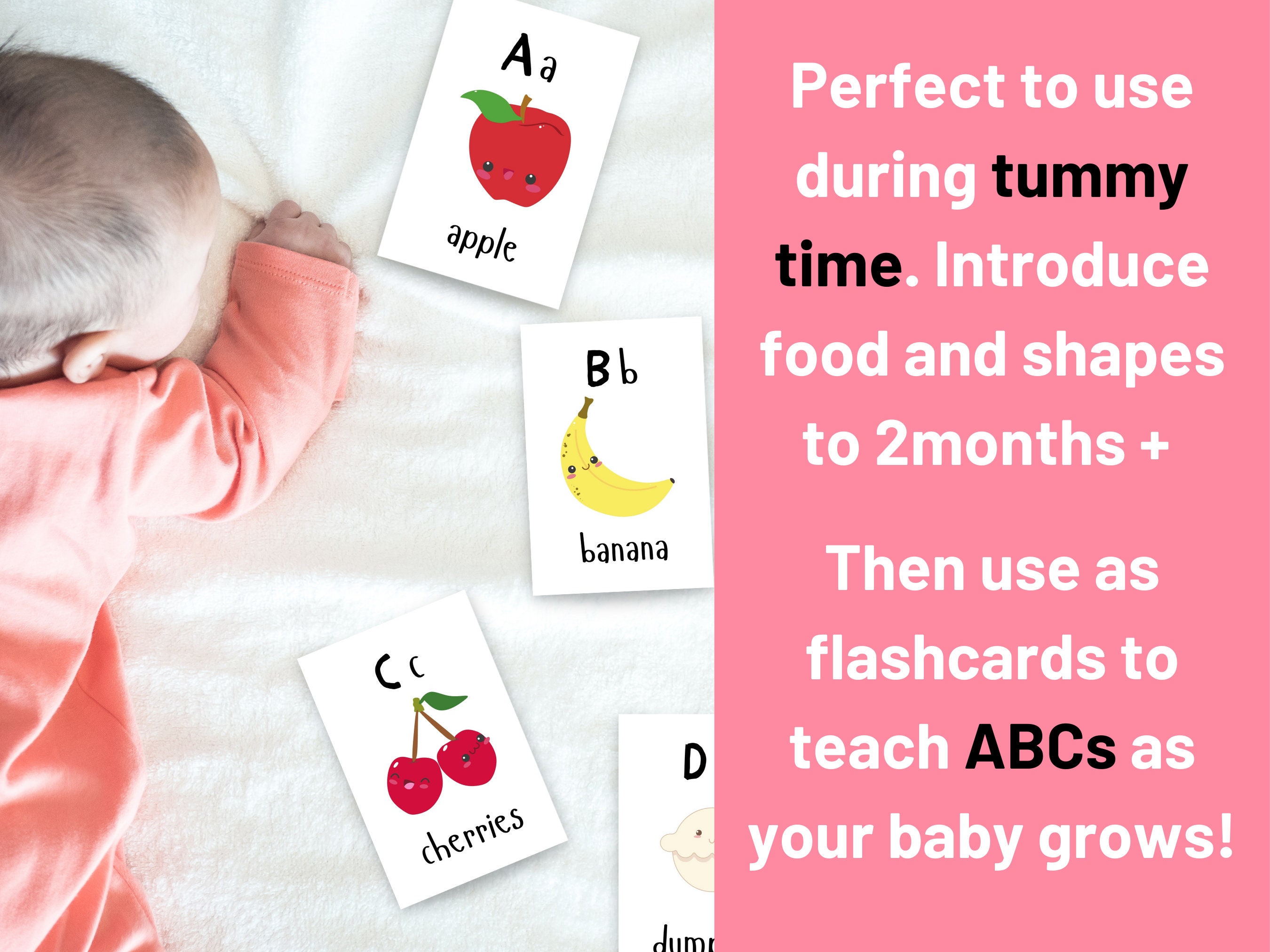 Cute Food Alphabet Flashcards ABC Flashcards Printable - Etsy