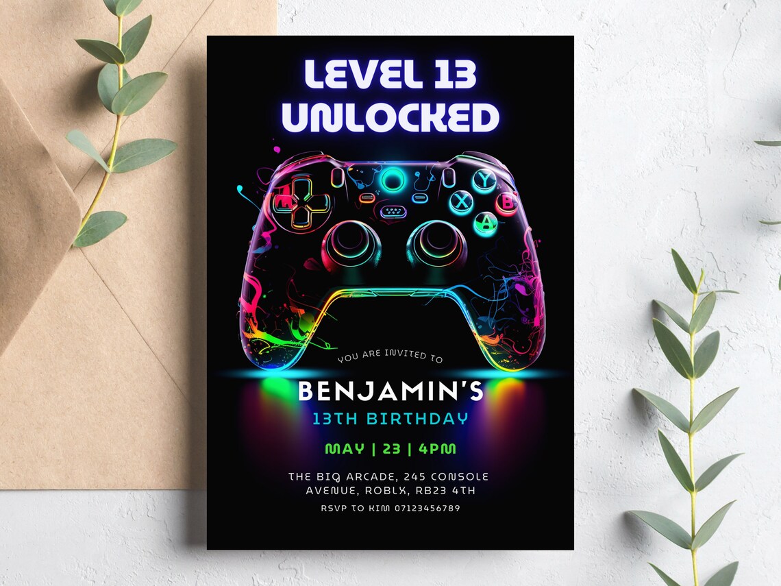 Gamer Birthday Invitation Printable Video Game Invitation - Etsy