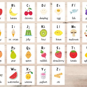 Cute Food Alphabet Flashcards | ABC Flashcards | Printable Flashcards ...