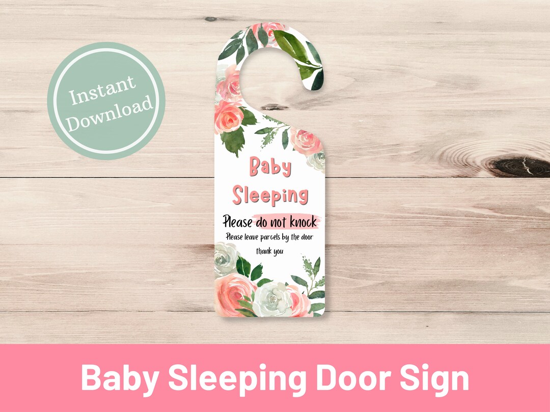 Baby Sleeping Sign| Sleeping Baby Door Hanger | Printable Door Sign ...