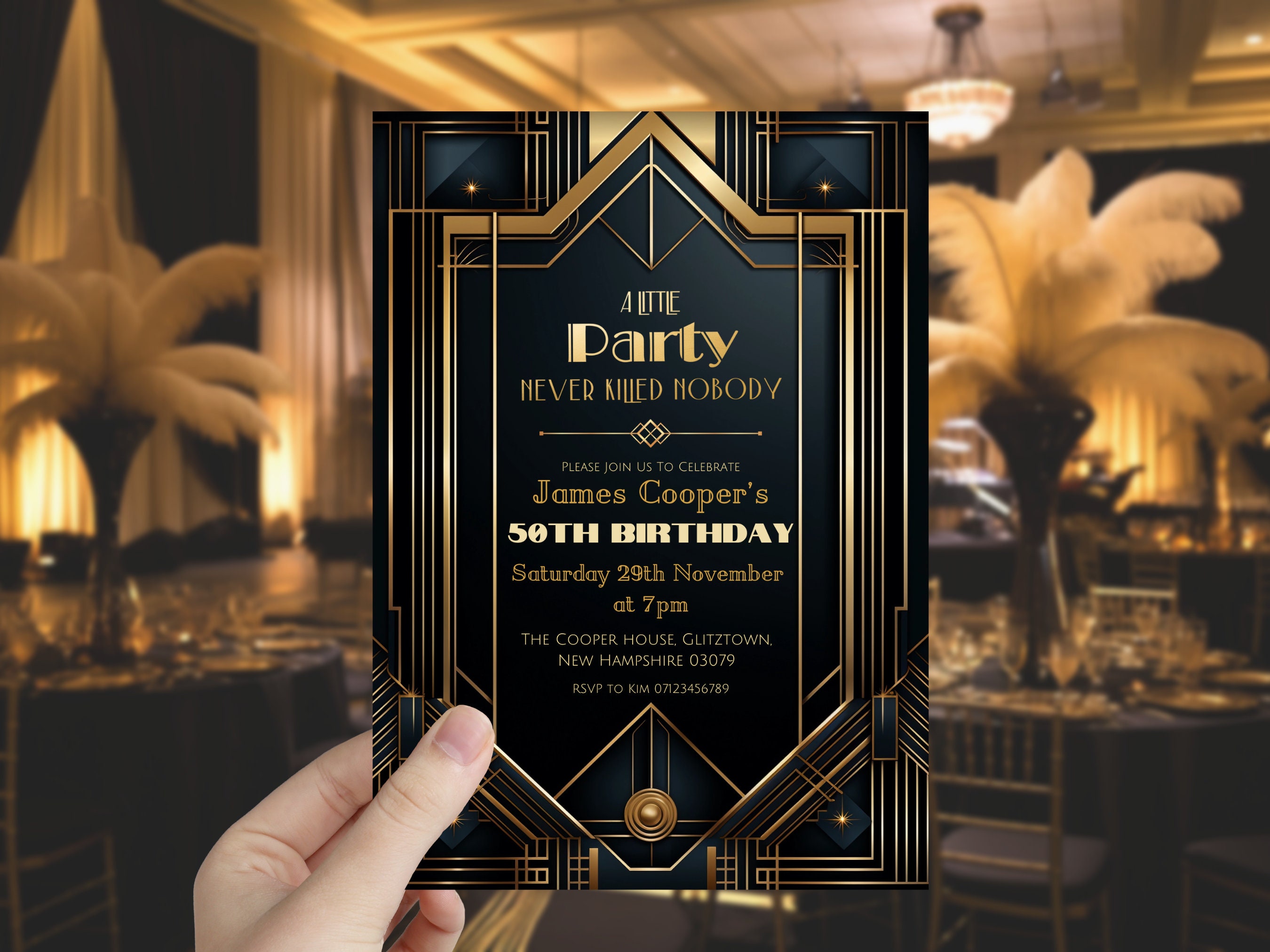 Great Gatsby Invitation, Printable 1920s Birthday Invitation Digital ...