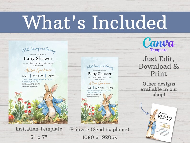 Peter Rabbit Baby Shower Invitation, Peter Rabbit Invite, Easter Baby ...