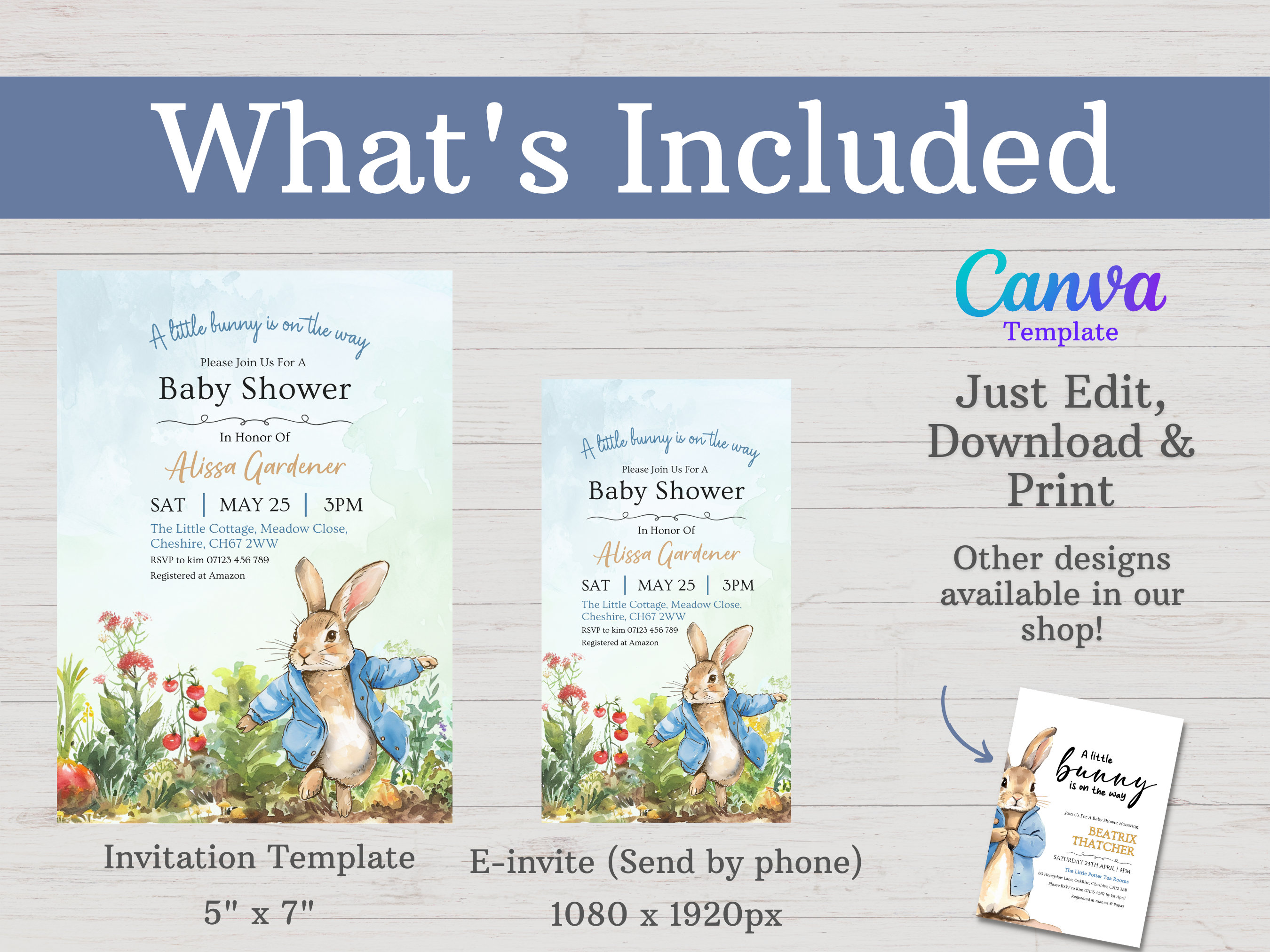 Peter Rabbit Baby Shower Invitation, Peter Rabbit Invite, Easter Baby ...