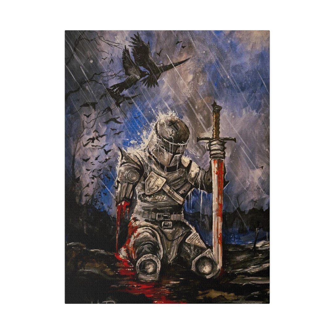 The Final Stand'. A Canvas Print, the Fallen Knight. Traditionally ...