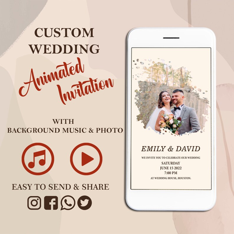 Personalized Digital Wedding Invitation Custom Video - Etsy