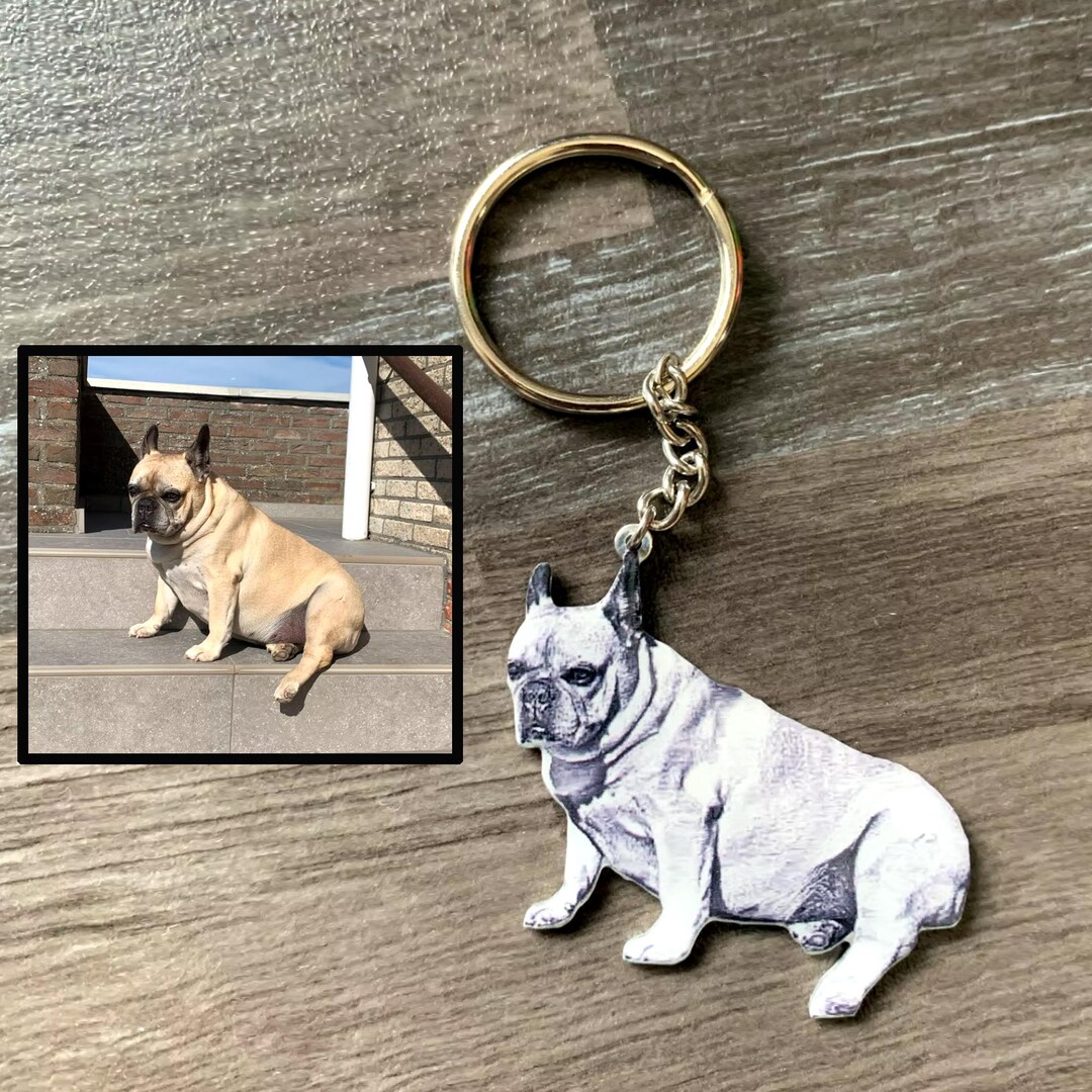 Personalized Pet Photo Keychain Custom Engraved Dog Cat Portrait ...