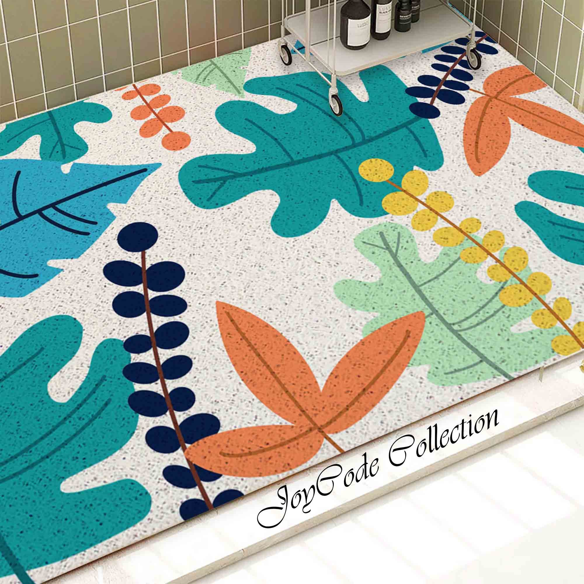 Tropical Rainforest Colorful Leave PVC Coil Bathtub Mat Shower Mat ...