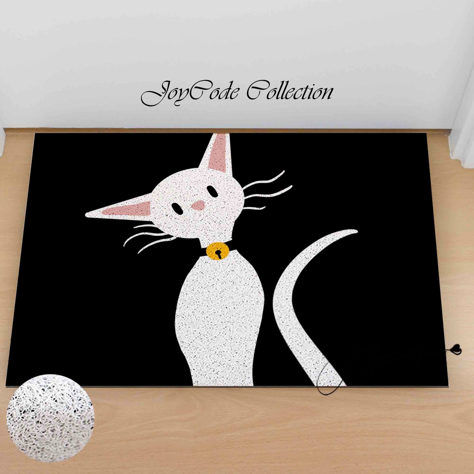 Personalized Doormat, Cute White Cat Door Mat, PVC Coil Anti Skid ...