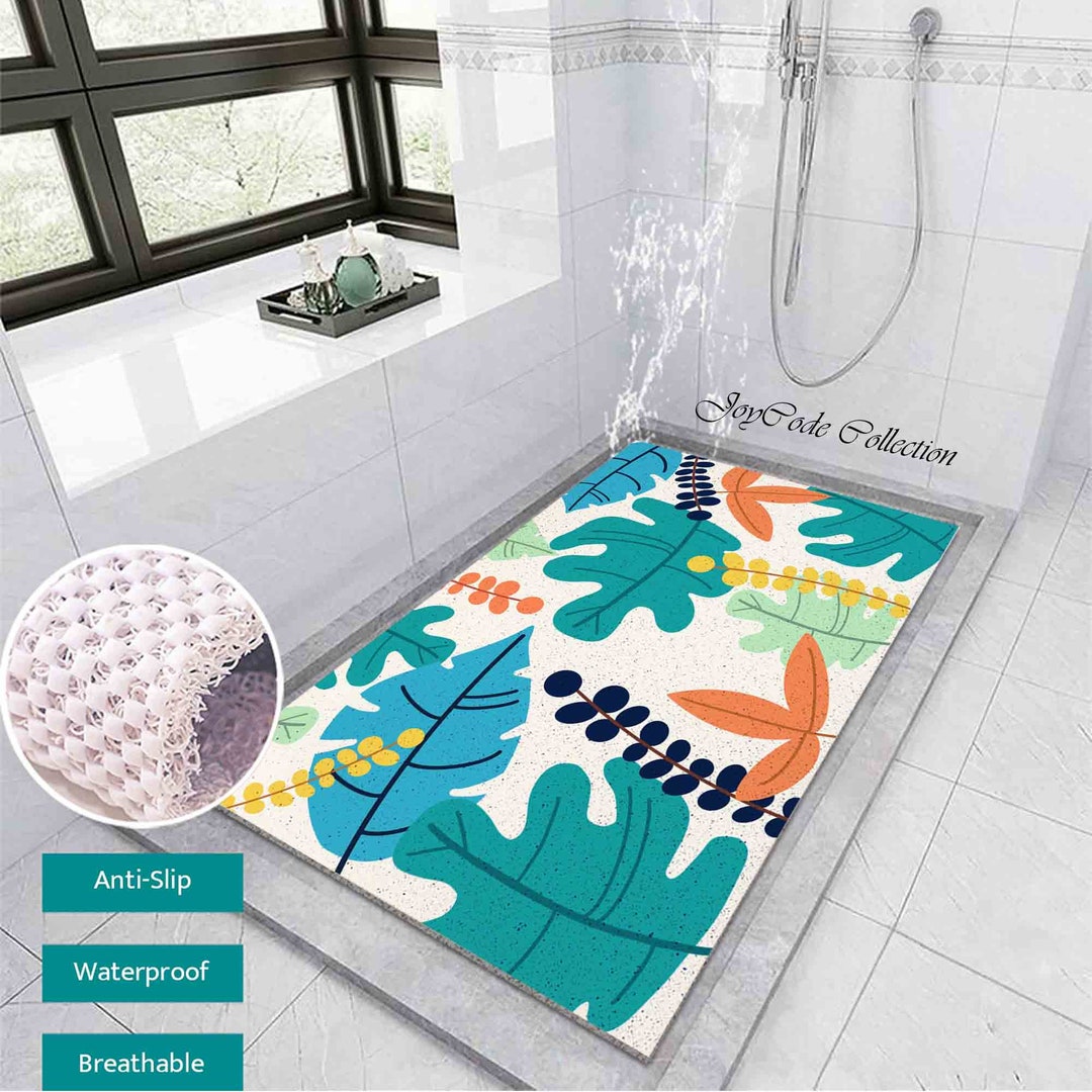 Tropical Rainforest Colorful Leave PVC Coil Bathtub Mat Shower Mat ...