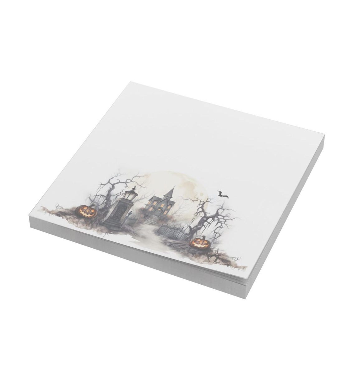 Haunted House and Jackolanterns Spooky Sticky Notes Pad for Halloween ...