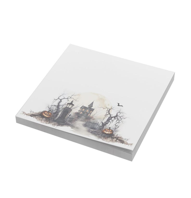 Haunted House and Jackolanterns Spooky Sticky Notes Pad for Halloween ...