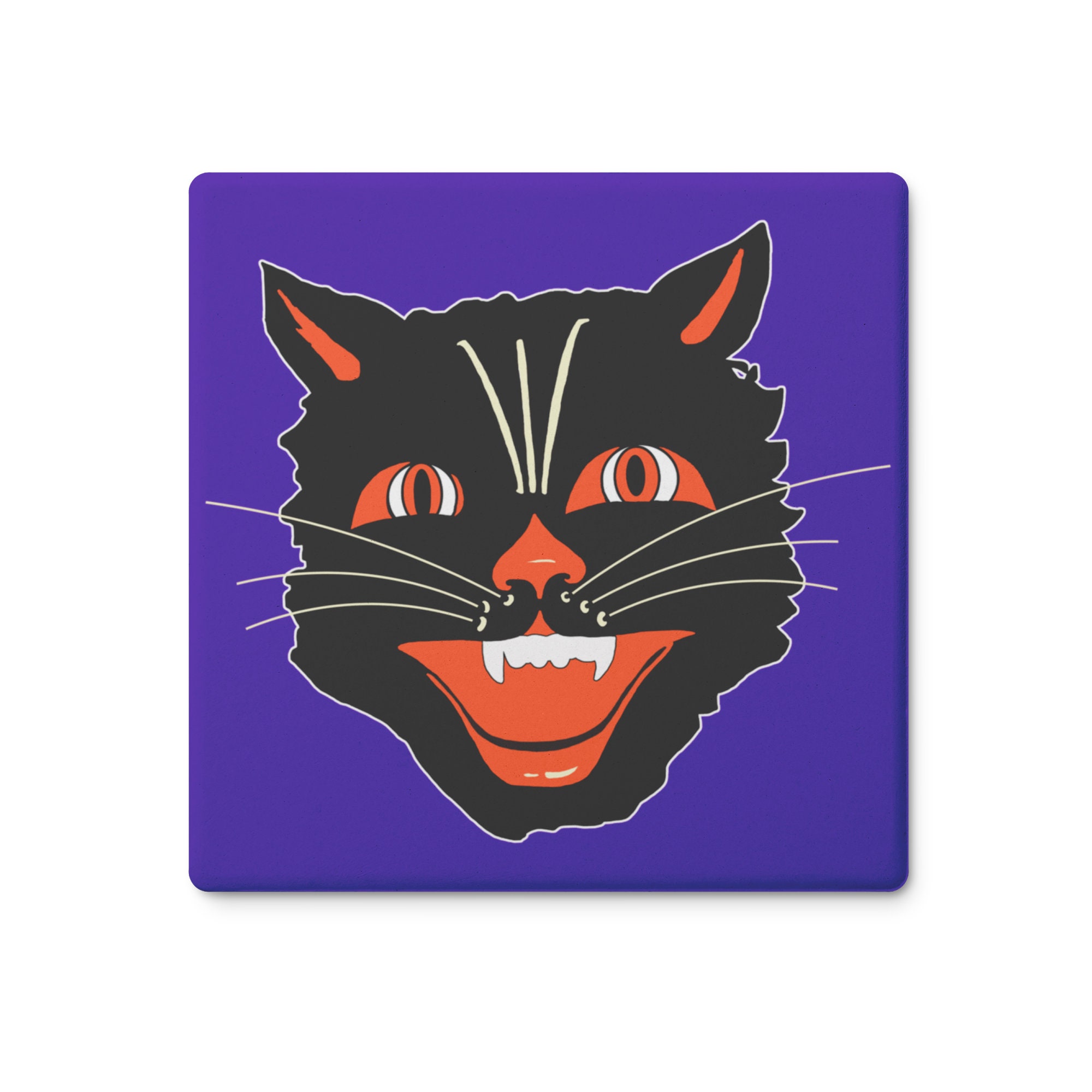 Retro Halloween Black Cat Face Table Decor for Cat Lovers Vintage ...