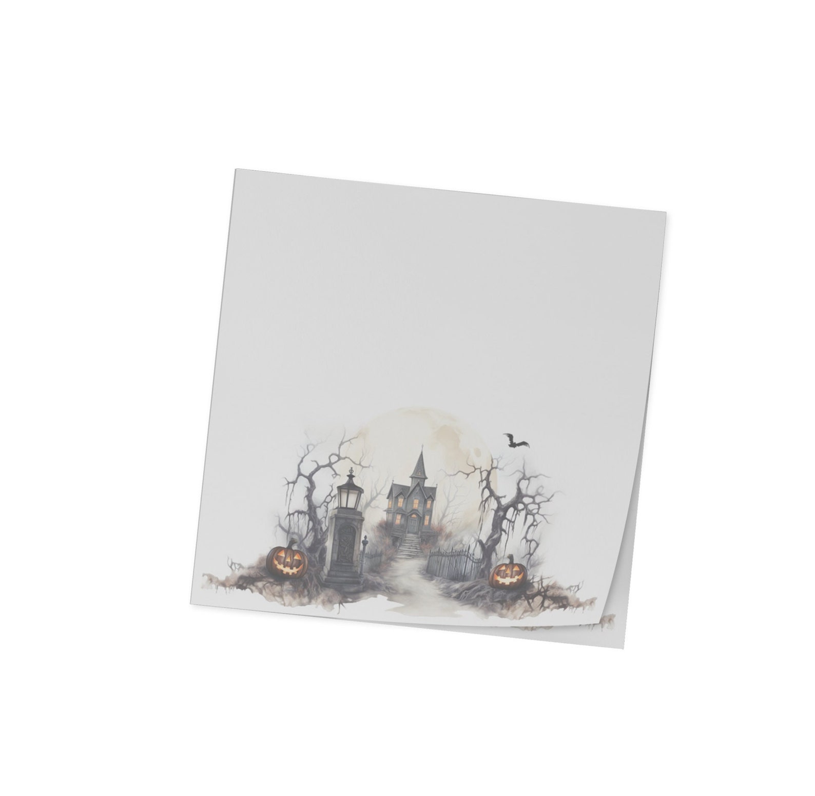Haunted House and Jackolanterns Spooky Sticky Notes Pad for Halloween ...