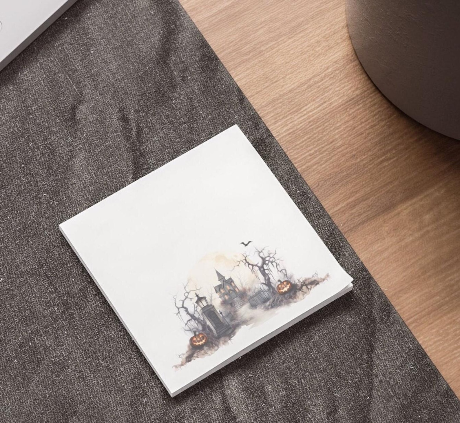 Haunted House and Jackolanterns Spooky Sticky Notes Pad for Halloween ...