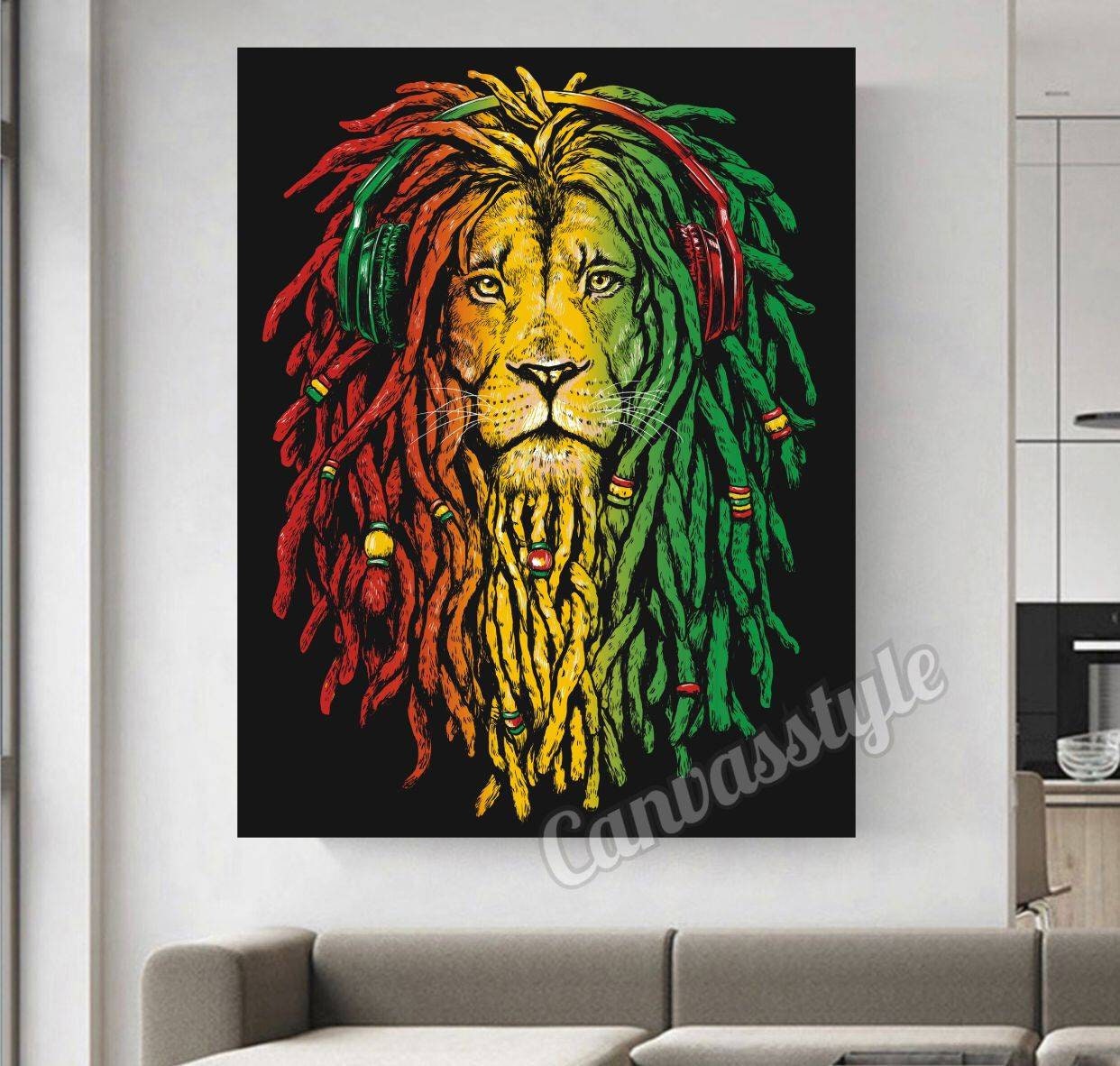 Rasta Lion Painting