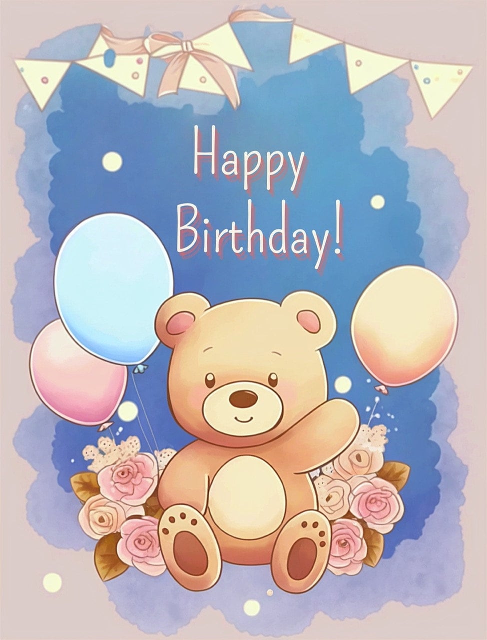 Teddy Bear Birthday Card for Children With Space to Write and High ...