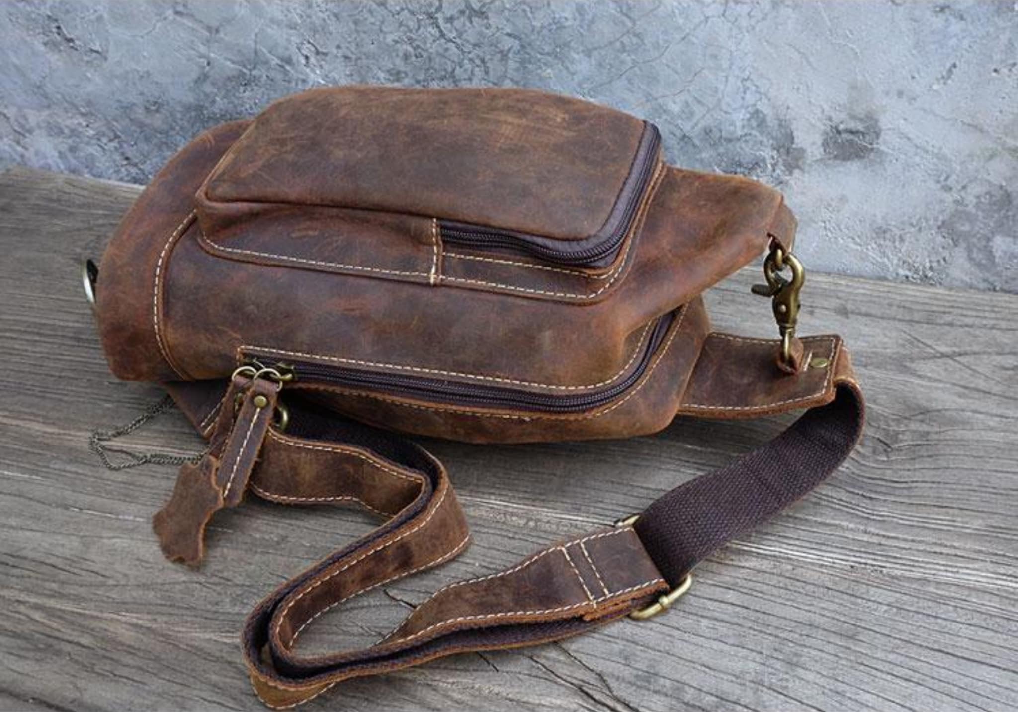 Leather Sling Bag for Men Leather Hip Bag for Men Men Fanny - Etsy