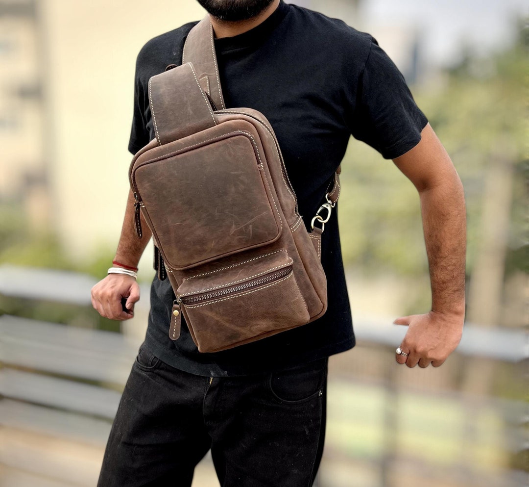 Leather Sling Bag for Men Leather Hip Bag for Men Men Fanny Pack ...