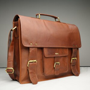 Personalized Genuine Leather Briefcase for Him, Shoulder Bag for Men ...