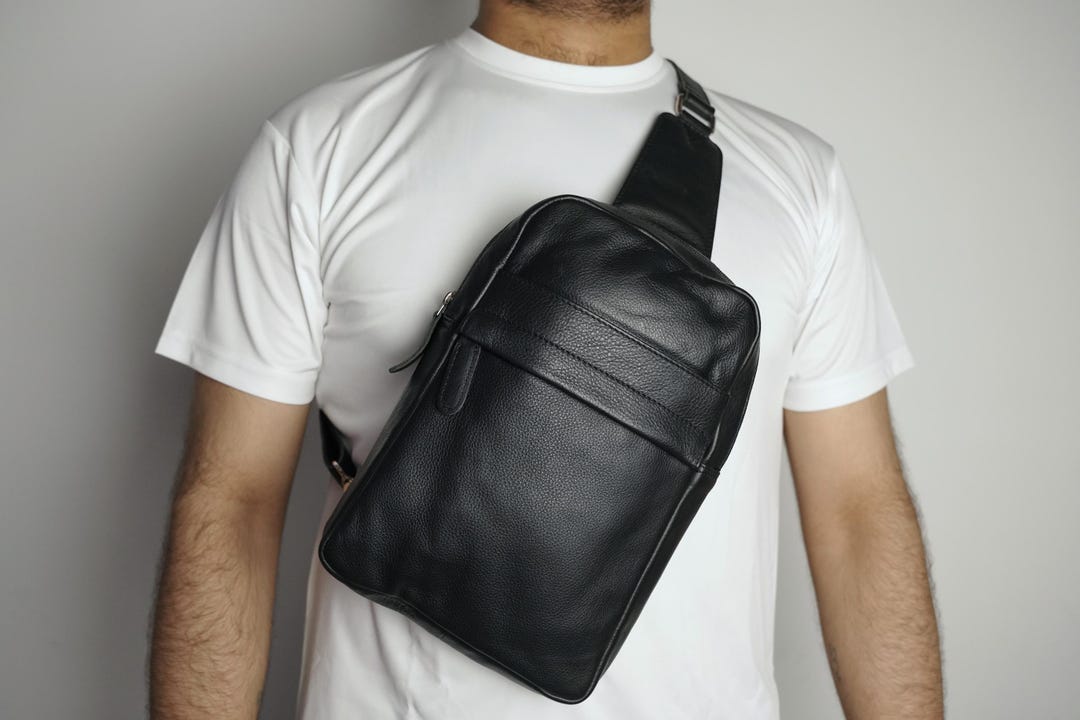 Leather Sling Bag, Leather Chest Bag, Dumpling Bag Men's Chest Bag ...