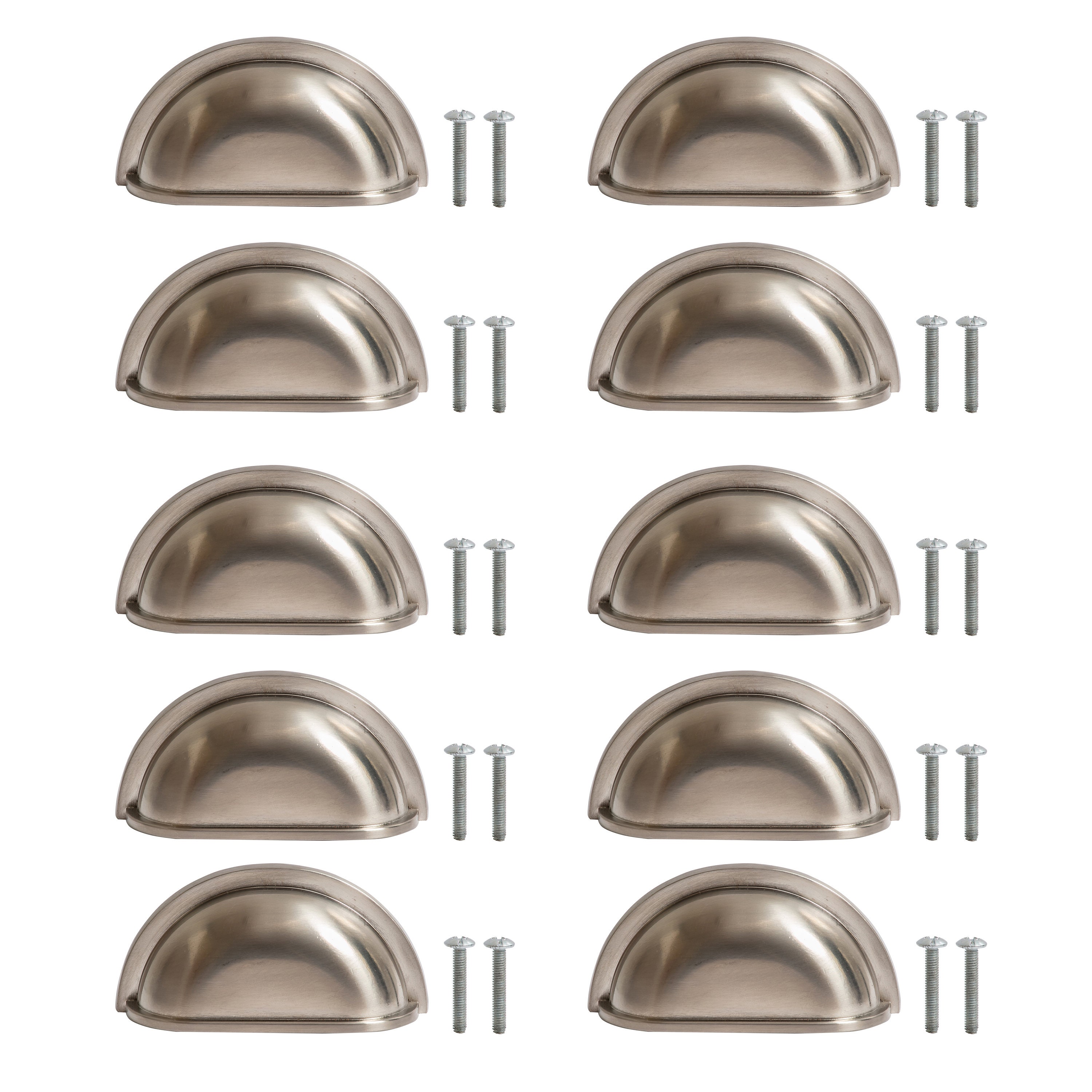 10 Pack Shell Brushed Nickel Cup Handles Kitchen Cupboard - Etsy