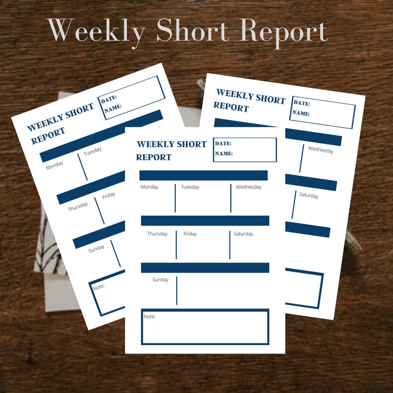 Weekly Short Report Weekly Report Template Weekly Planner - Etsy