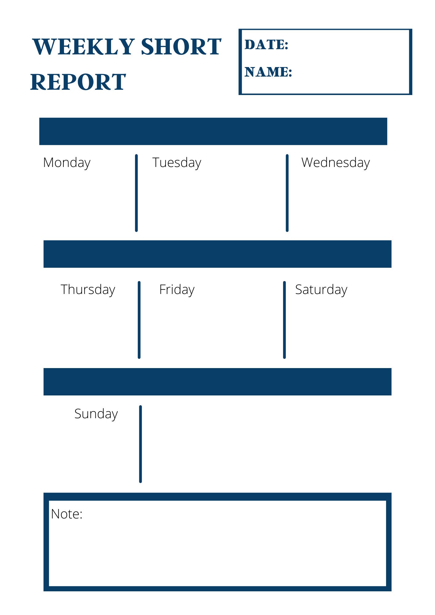 Weekly Short Report Weekly Report Template Weekly Planner - Etsy