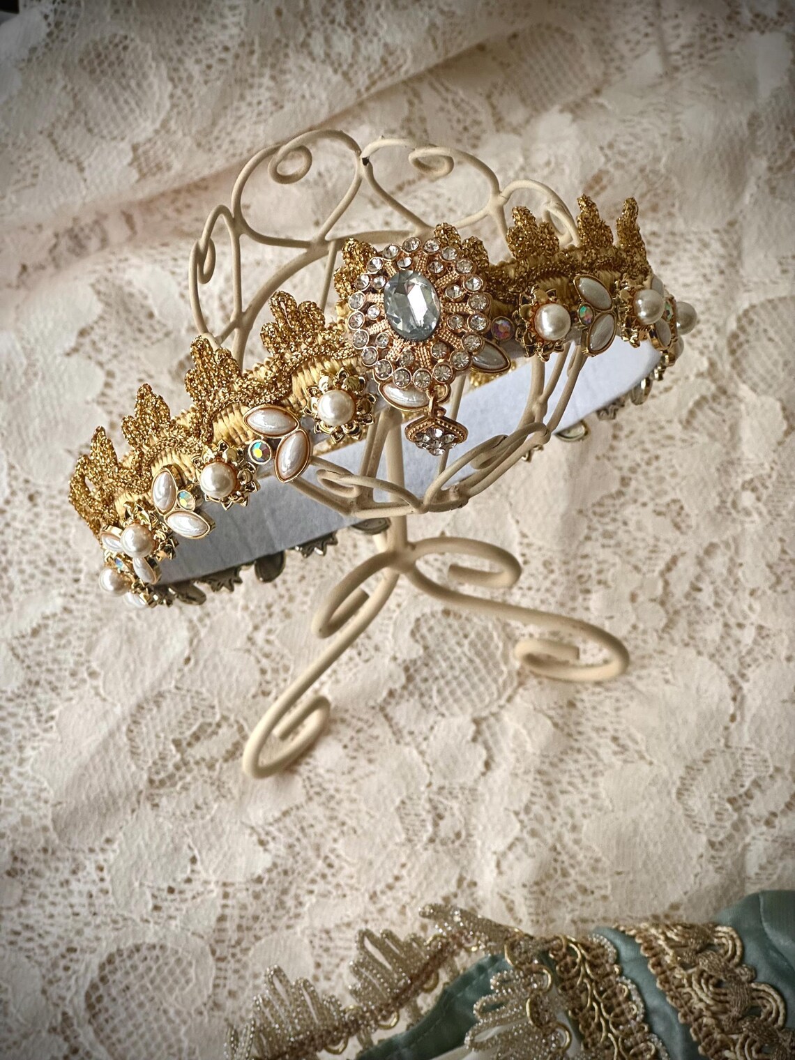 Handmade Royal Prince Christening Outfit: Lace, Pearl & Gold Embroidery ...