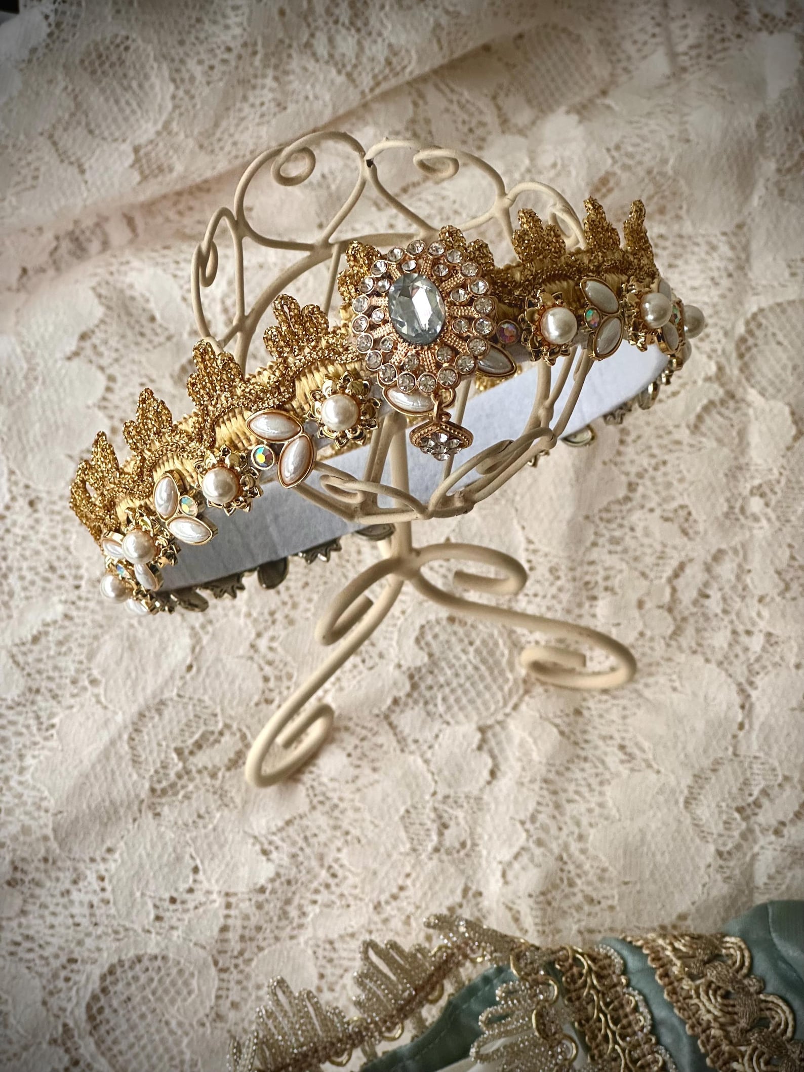Handmade Royal Prince Christening Outfit: Lace, Pearl & Gold Embroidery ...