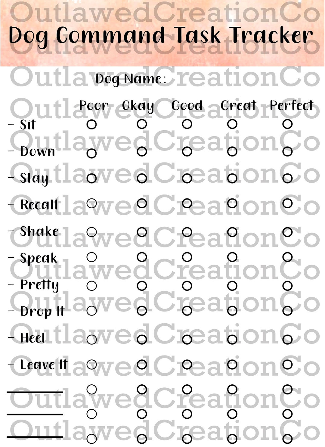 Service Dog Training and Task List PDF - Etsy