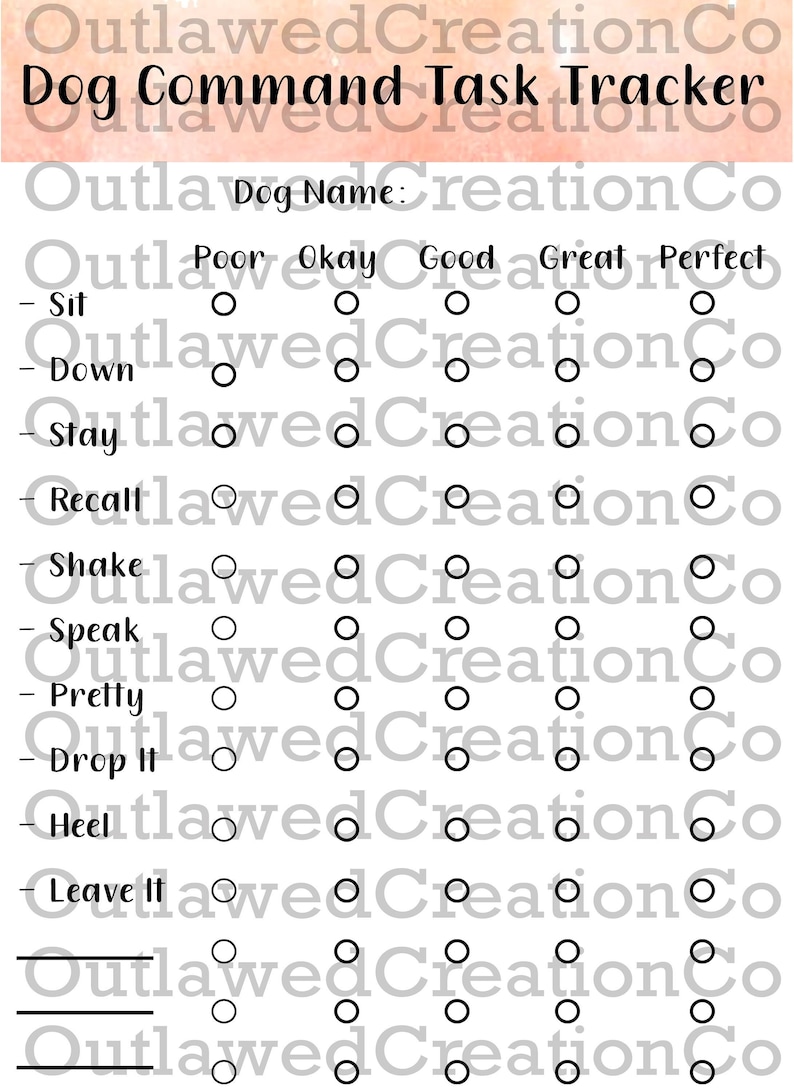 Service Dog Training and Task List PDF - Etsy