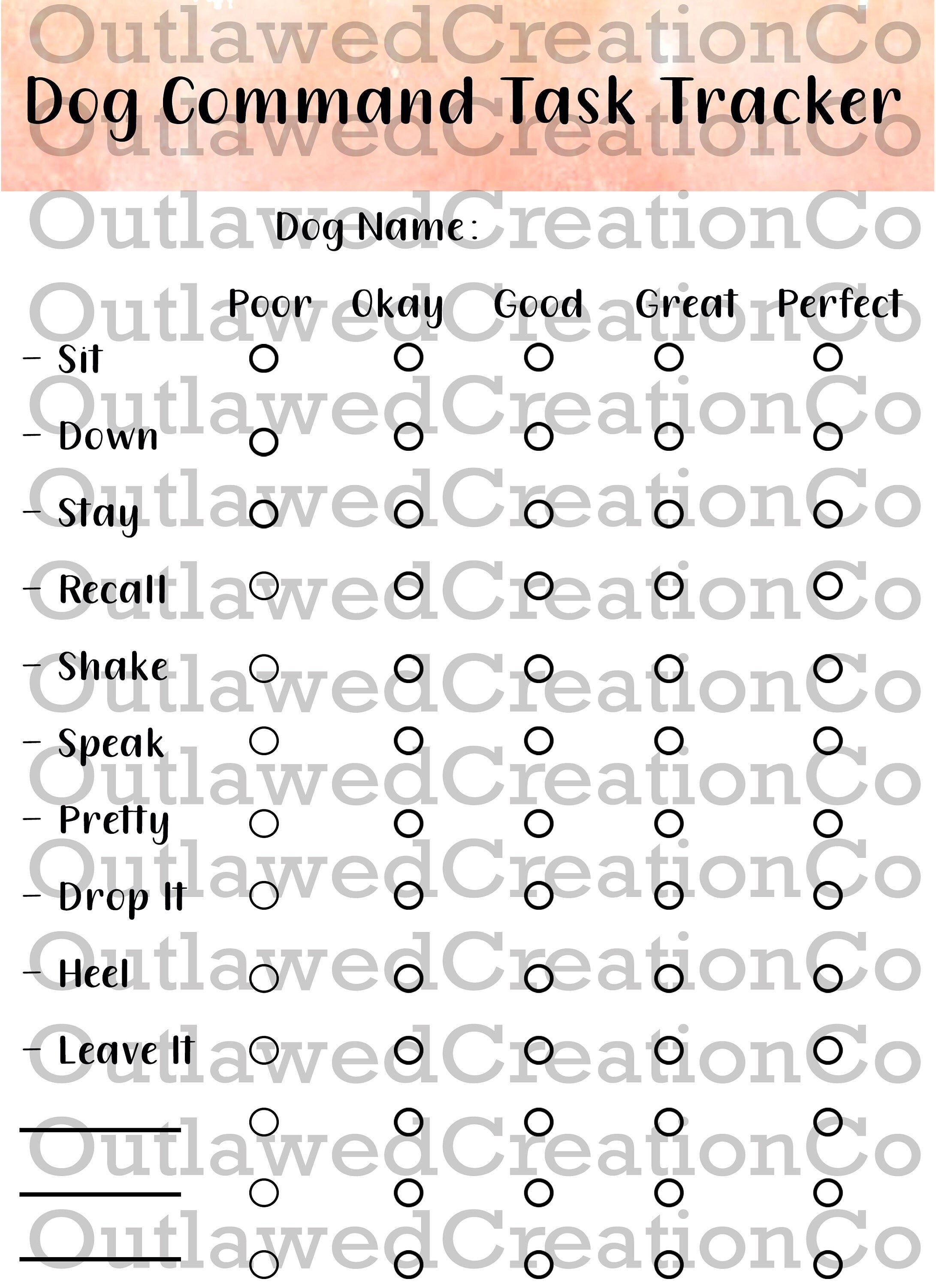 Service Dog Training And Task List PDF Etsy