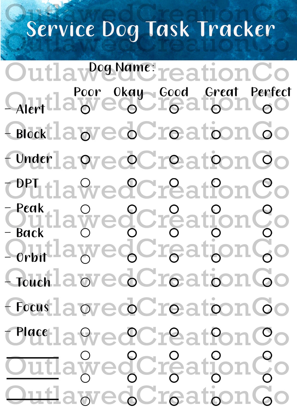Service Dog Training and Task List PDF - Etsy