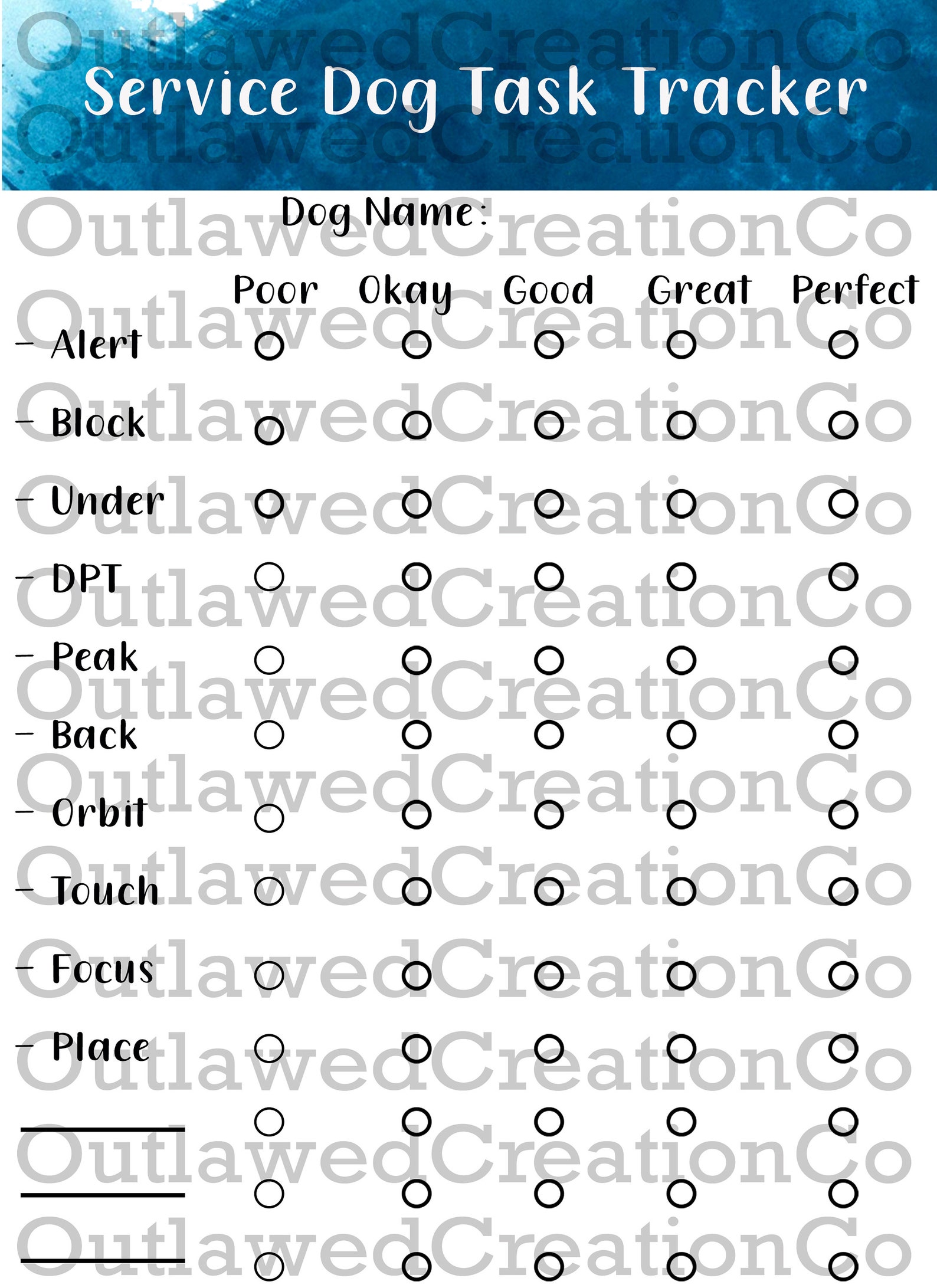 Service Dog Training and Task List PDF - Etsy