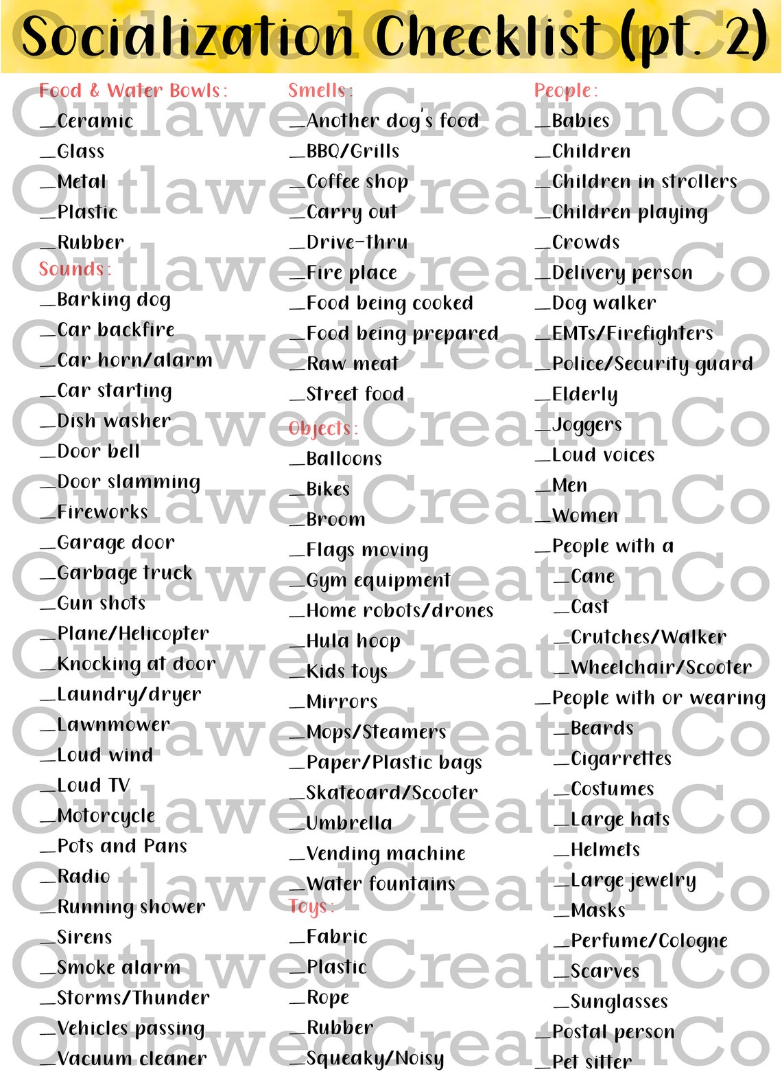 Service Dog Training and Task List PDF - Etsy