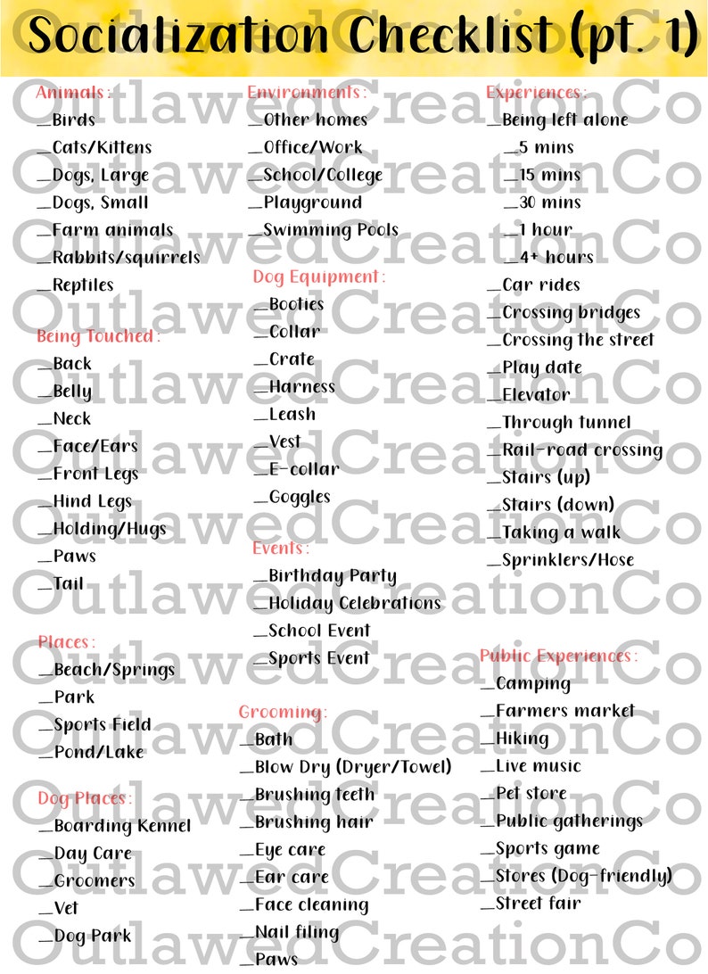 Service Dog Training and Task List PDF - Etsy