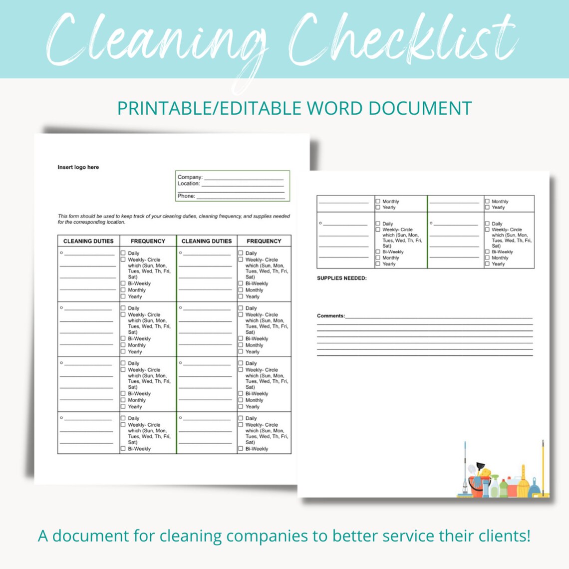 Cleaning Company Checklist - Etsy