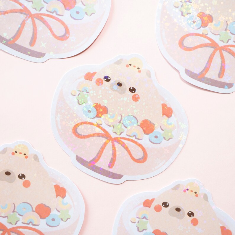 Capybara in Cereal Bowl Vinyl Sticker Cute Bumper Journal Stickers for ...