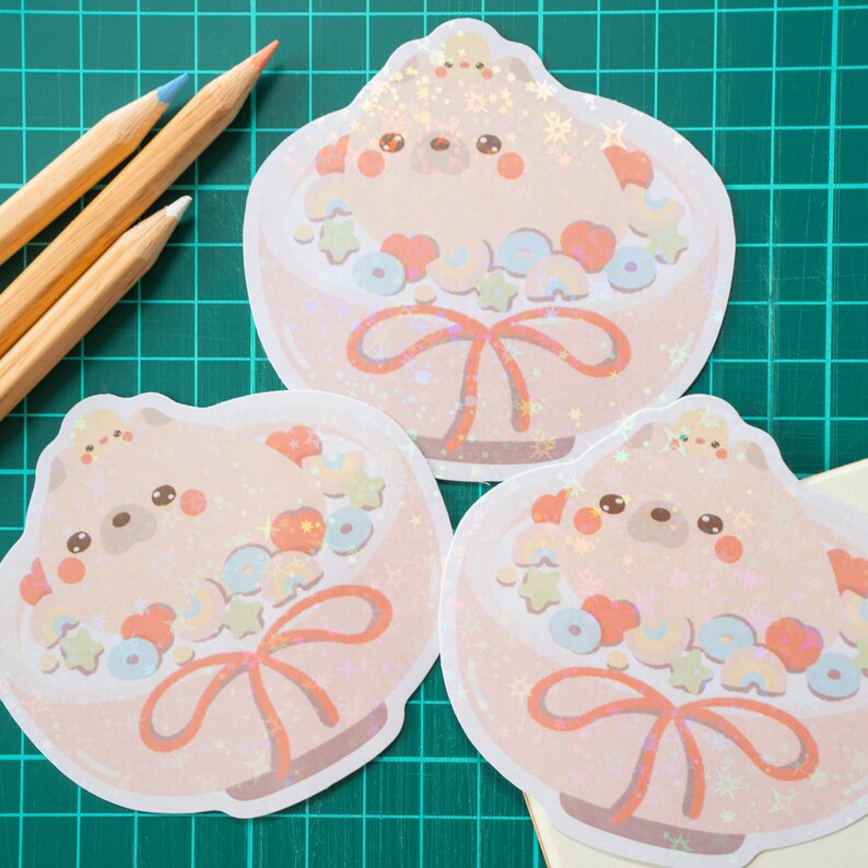 Capybara in Cereal Bowl Vinyl Sticker Cute Bumper Journal Stickers for ...