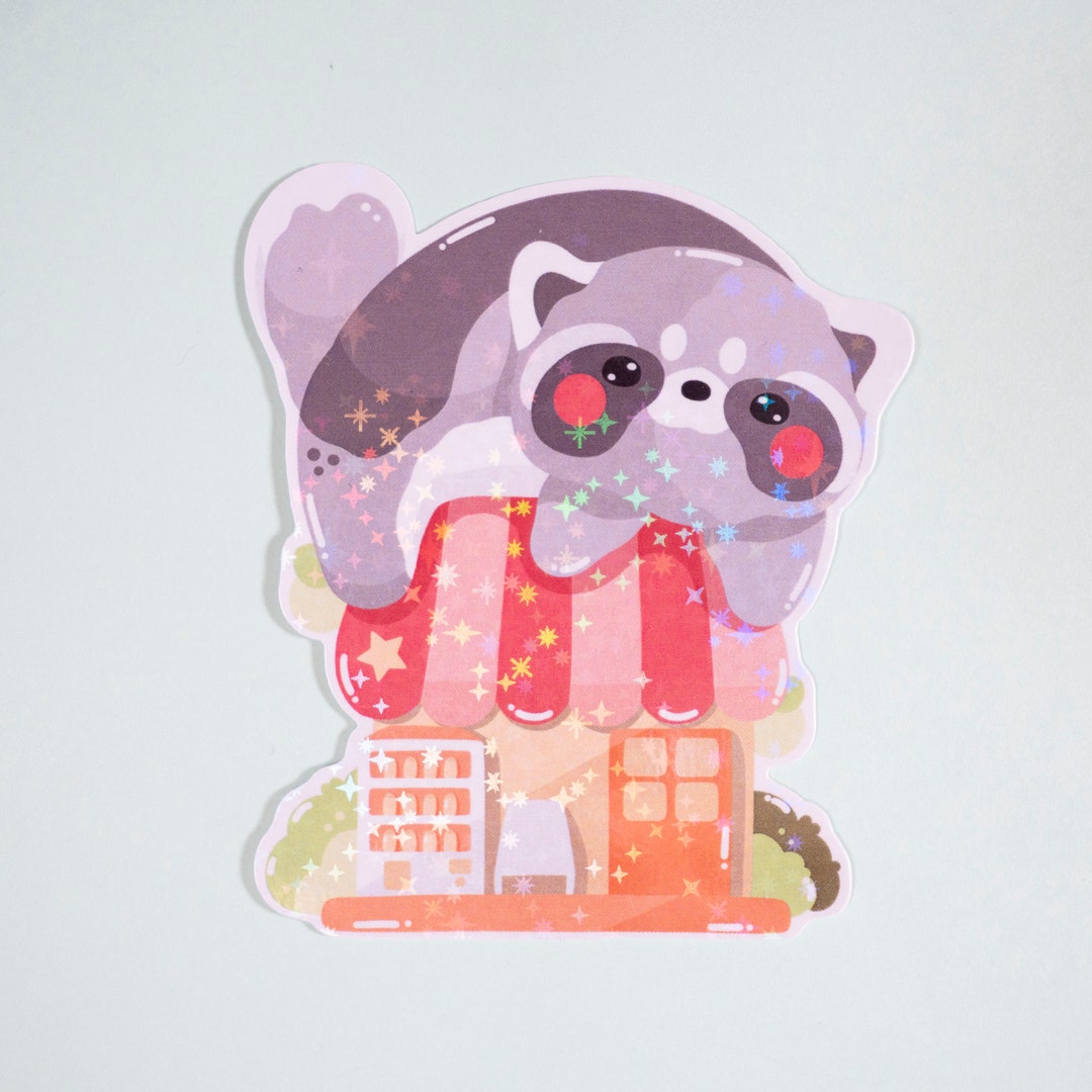 Gigantic Raccoon Vinyl Sticker Cute Bumper Journal Stickers for ...