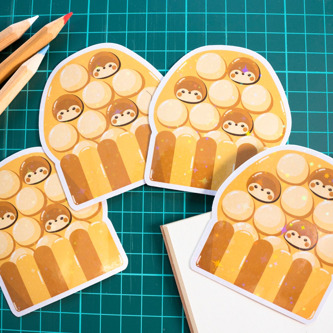 Penguin Egg Waffle Vinyl Sticker Kawaii Bumper Journal Stickers for ...