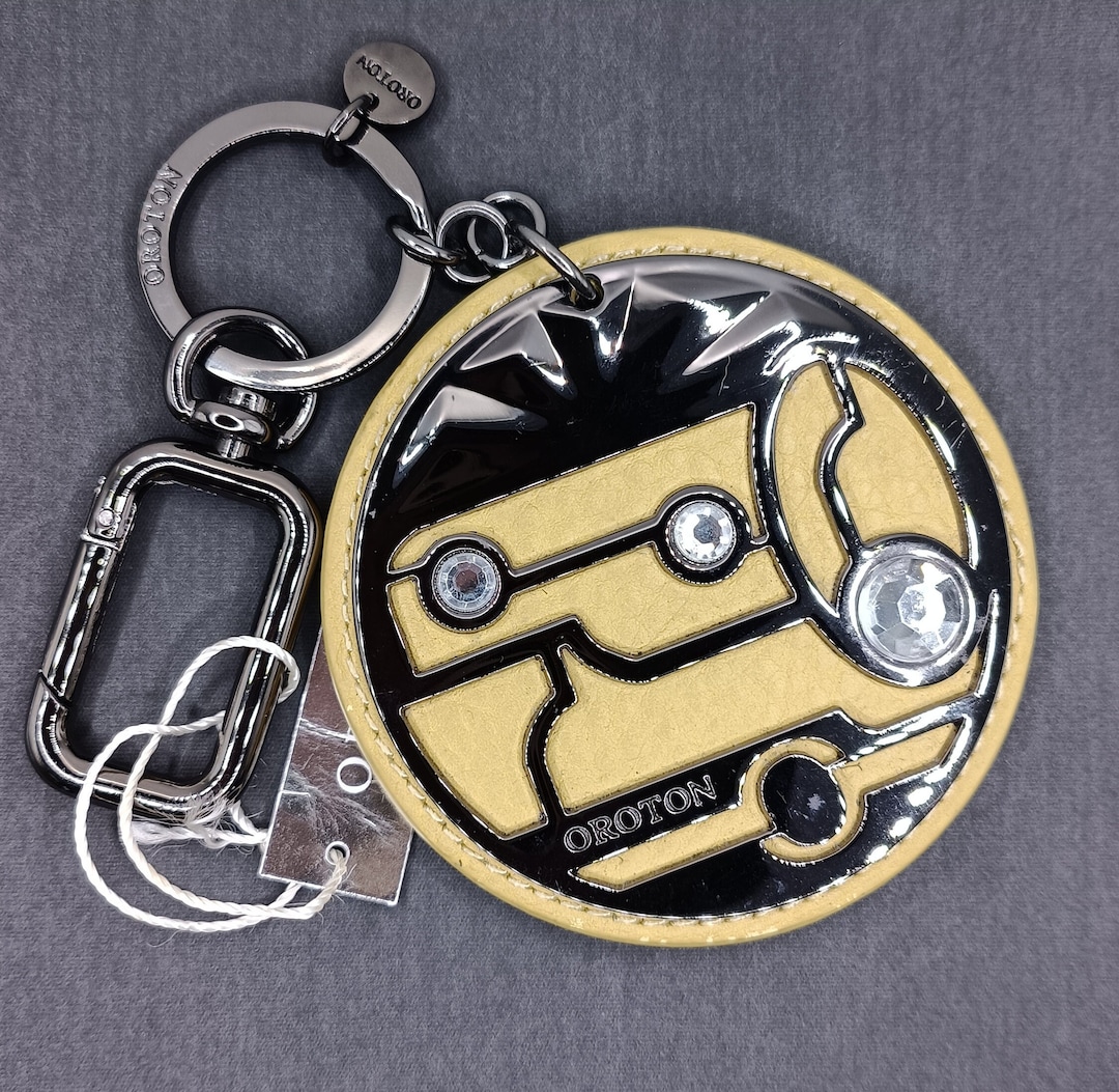 Oroton Leather and Gun-metal Grey Keychain - Etsy Australia