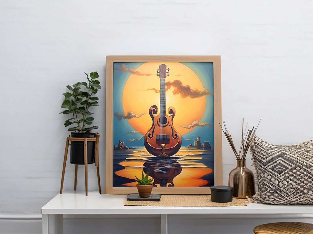 Surrealism Guitar Over the Horizon Digital Surrealism Music Poster - Etsy